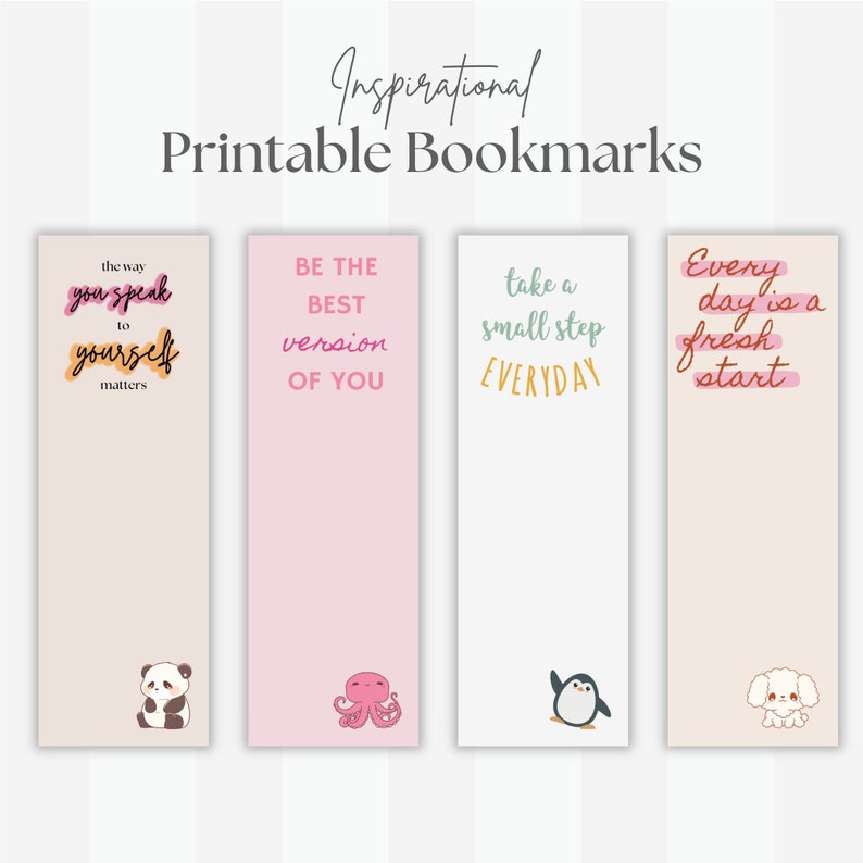 Aesthetic Bookmarks Printable PDF Kawaii Bookmarks Motivational Quote ...