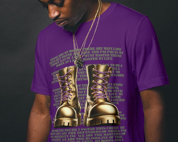Omega Psi Phi Gold Boots Creed Purple and Old Gold Design by Apparel by ...