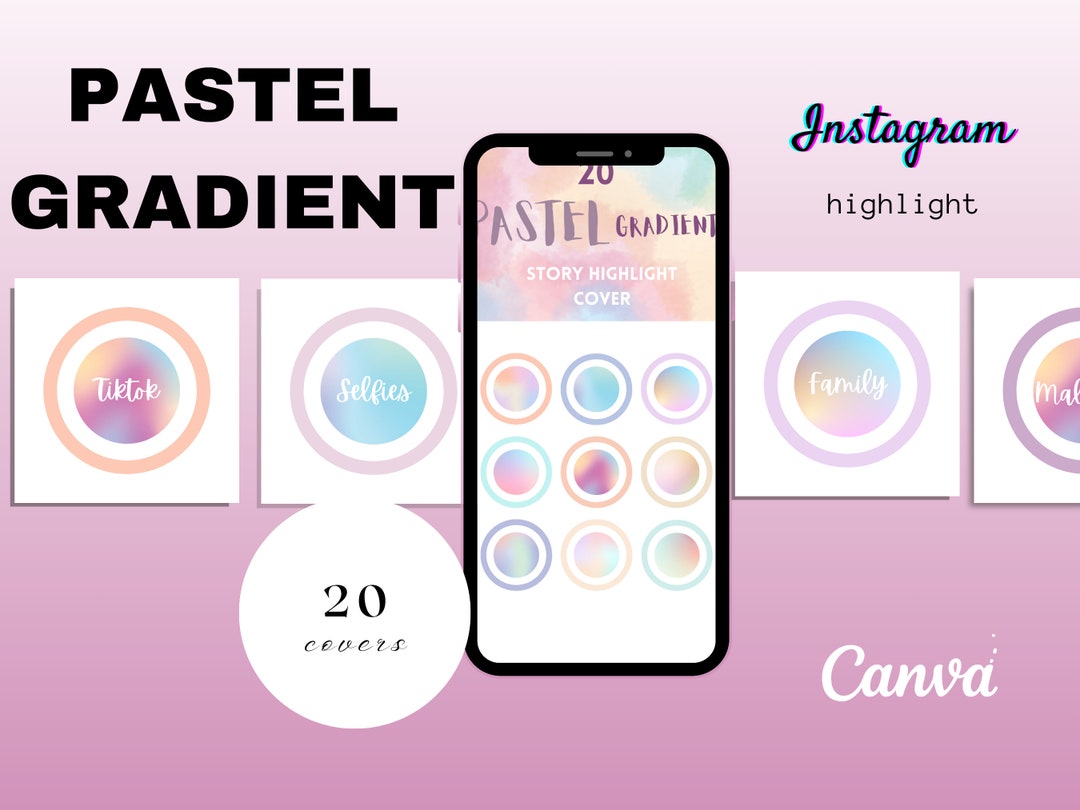20 Pastel Gradient Instagram Highlight Cover Color Pastel IG - Etsy