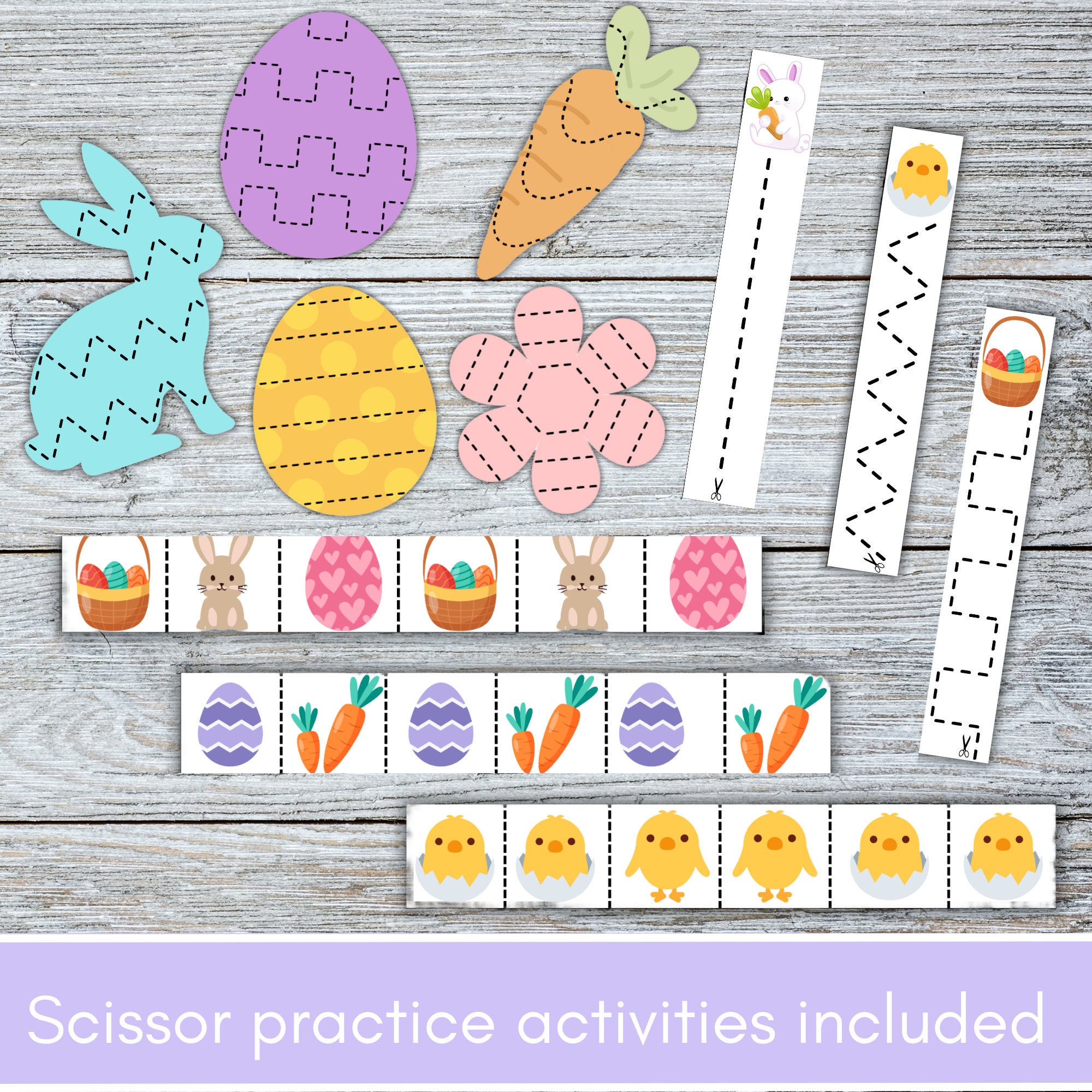 Easter Scissor Strips, Preschool Scissor Practice, Fine Motor Skills ...