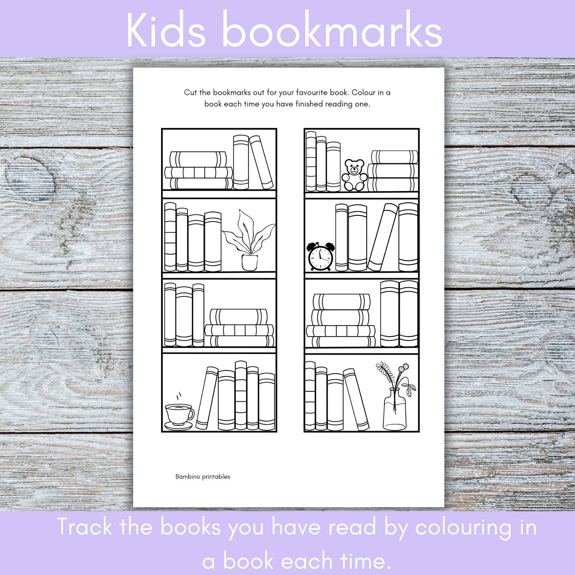 Kids Colouring Bookmark Printables, Bookshelf Bookmark Printable ...