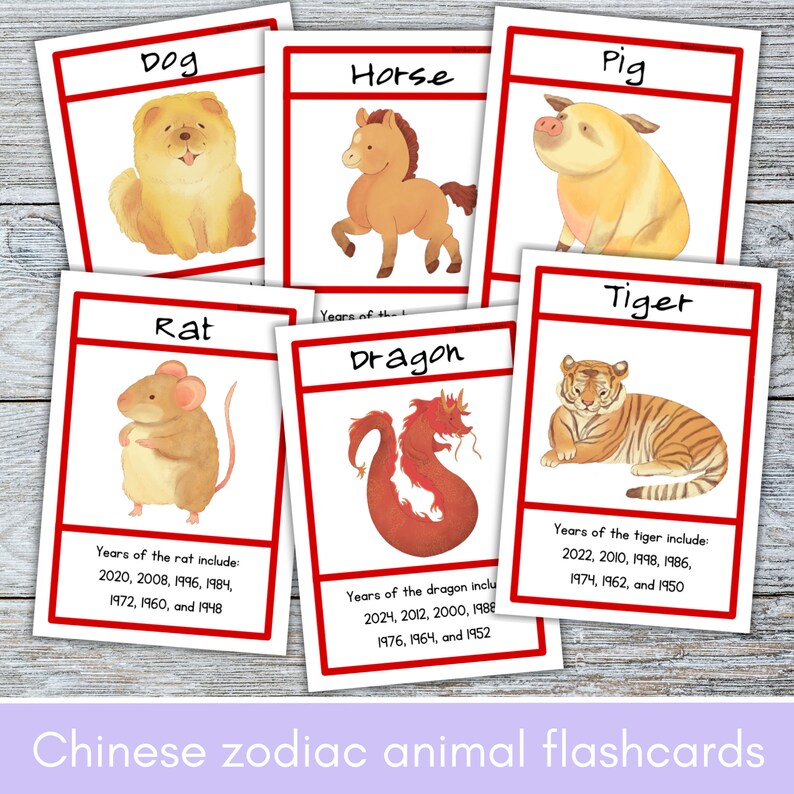 Chinese Zodiac Animal Flashcards, Chinese New Year Activities ...