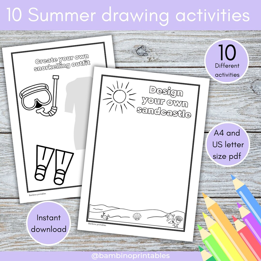 10 Summer Drawing Prompts, Busy Board Parts, Kids Worksheets, Busy ...