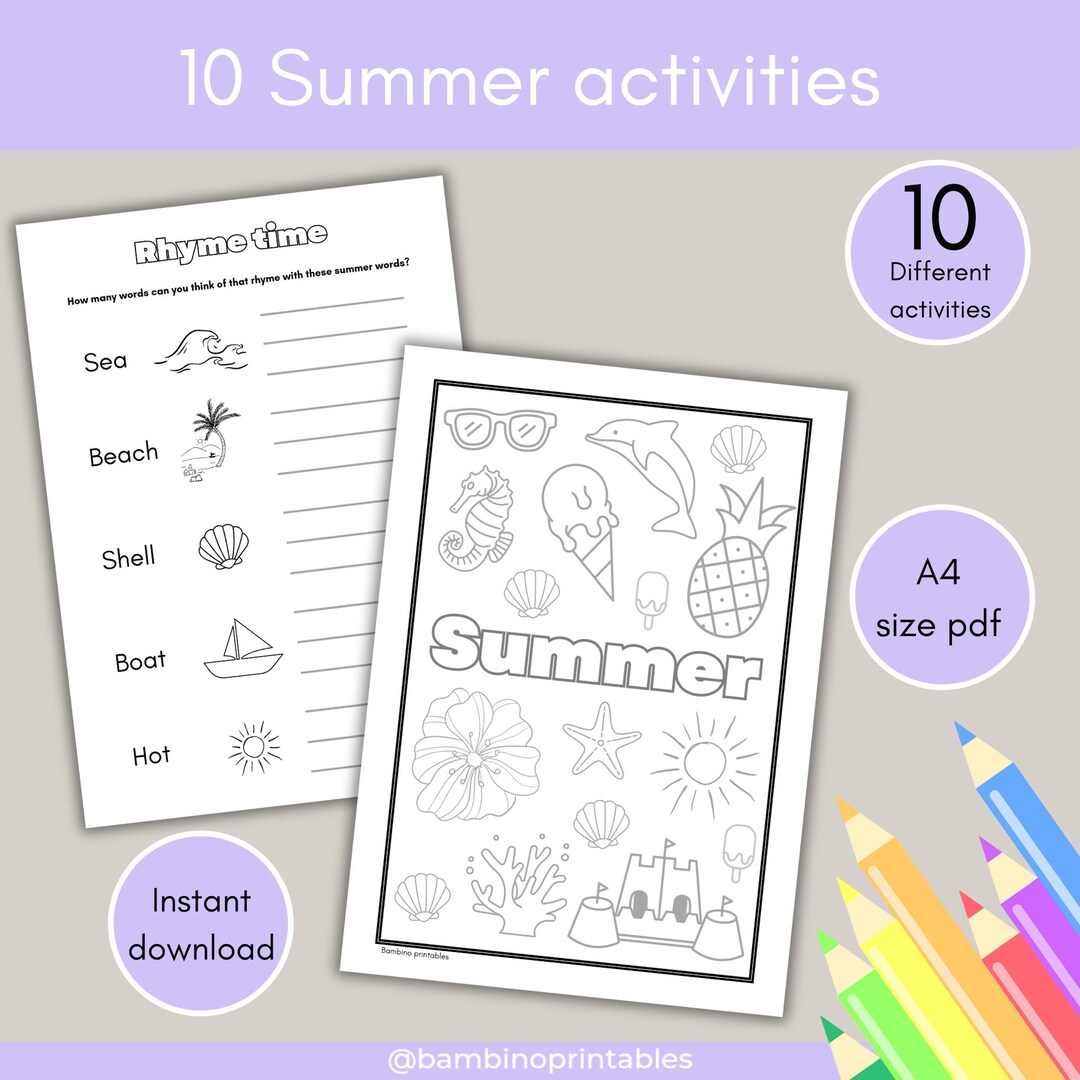 10 Summer Activity Worksheets for Kids Busy Board Parts - Etsy