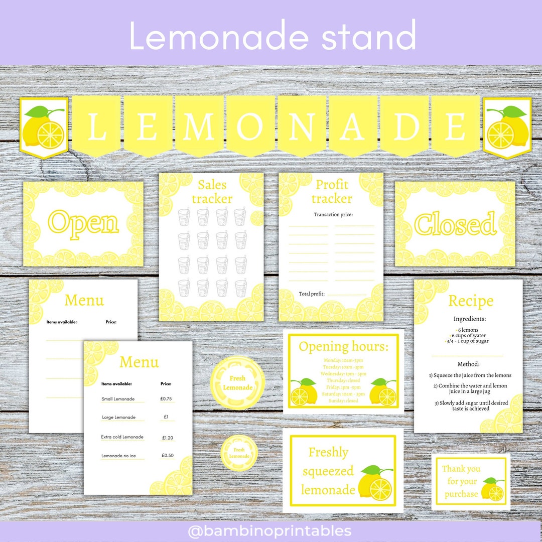Lemonade Stand Printables Home Dramatic Play Pretend Play - Etsy
