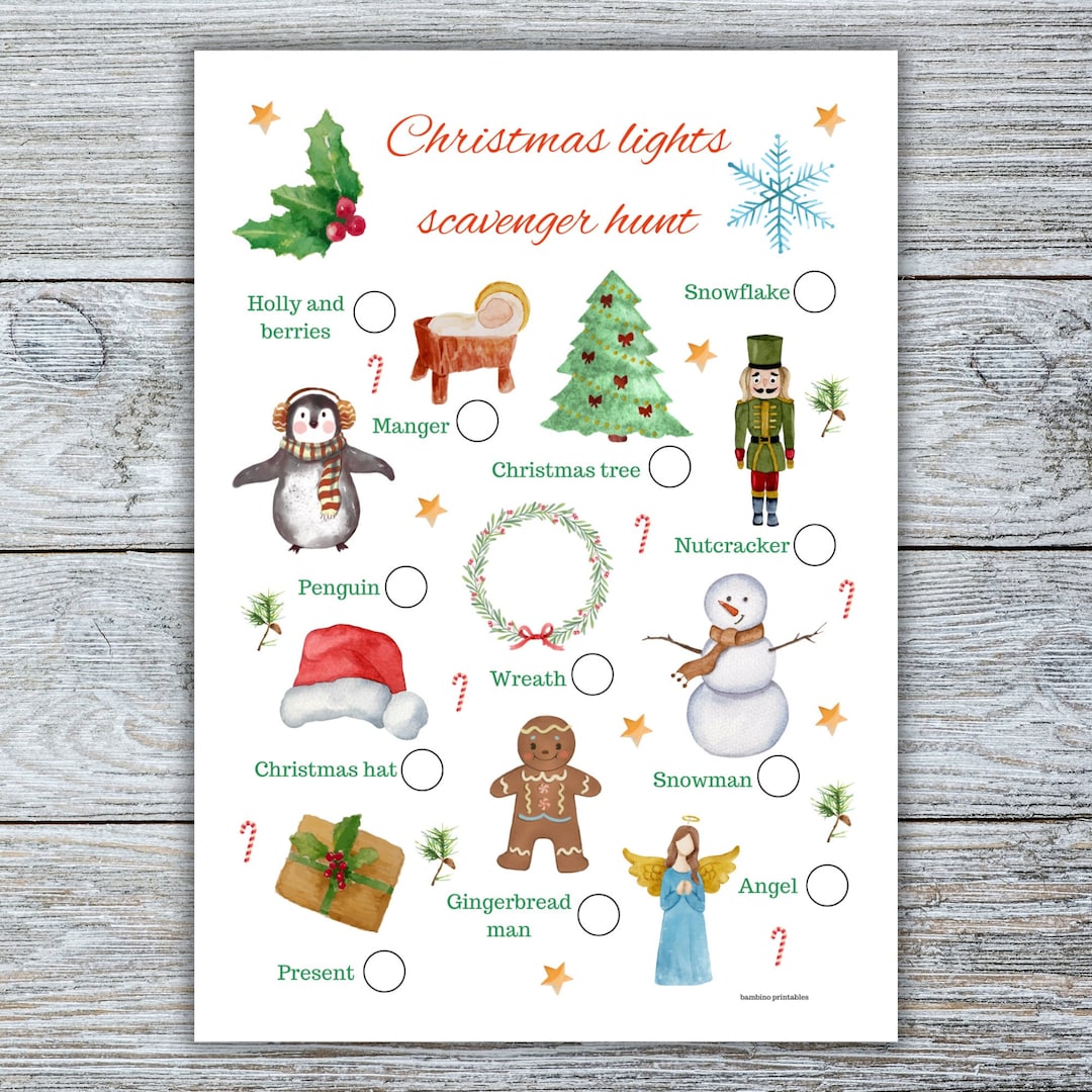 Christmas Lights Scavenger Hunt, Christmas Activity, Printables, Kids ...