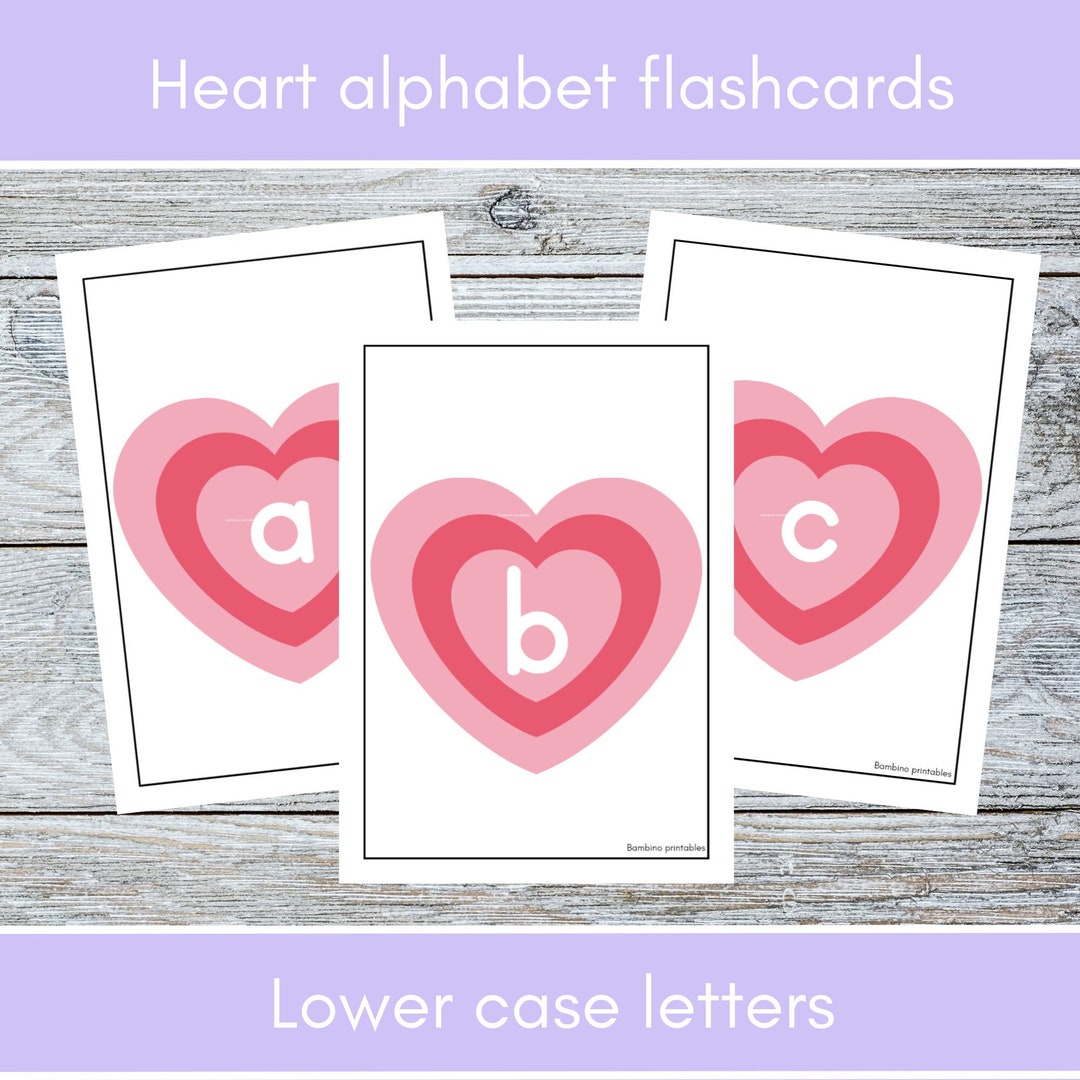 Heart Alphabet Flashcards, Valentine's Flashcards, Phonics Printable ...