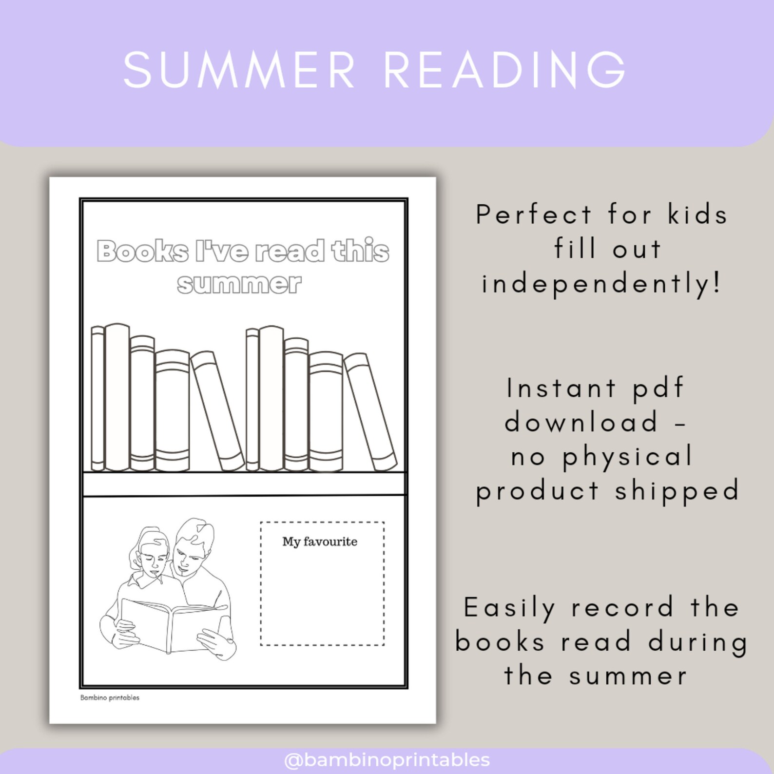Childrens Summer Reading Journal, Kids Reading Review, Reading Log ...