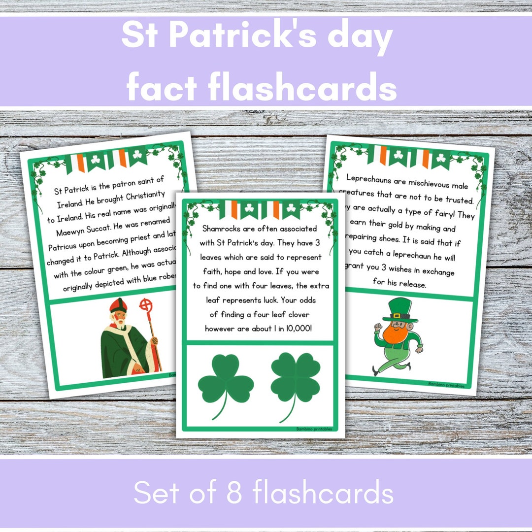 St Patrick's Day Fact Flashcards, St Patrick's Day Printables, St ...