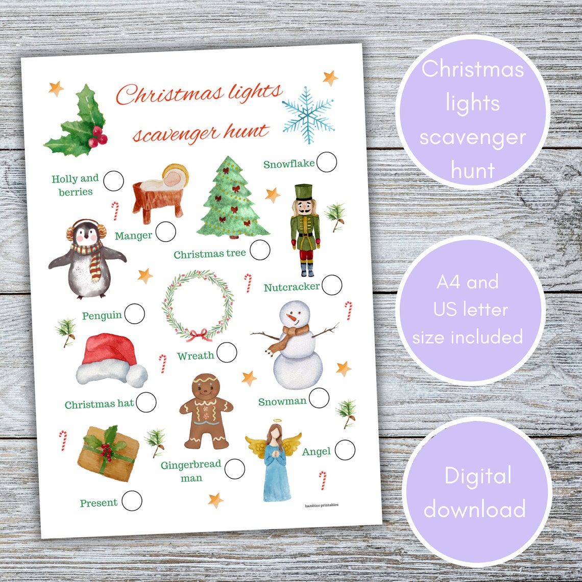 Christmas Lights Scavenger Hunt, Christmas Activity, Printables, Kids ...