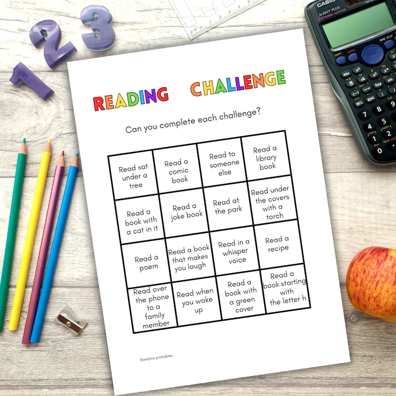 Reading Challenge Printable for Kids, Kids Reading Tracker, Childrens ...