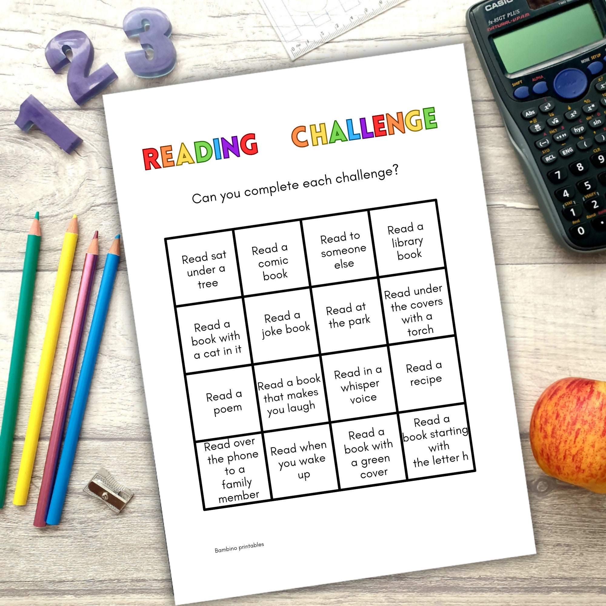 Reading Challenge Printable for Kids, Kids Reading Tracker, Childrens ...