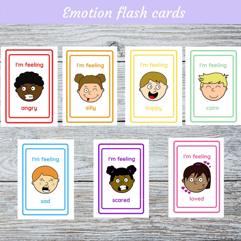 14 Feelings Printable Flashcards Emotions Flashcards Rainbow - Etsy ...