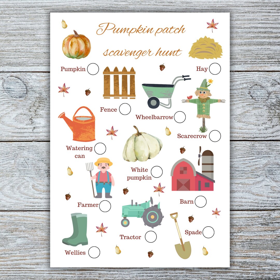 Pumpkin Patch Scavenger Hunt Fall Scavenger Hunt Autumn - Etsy