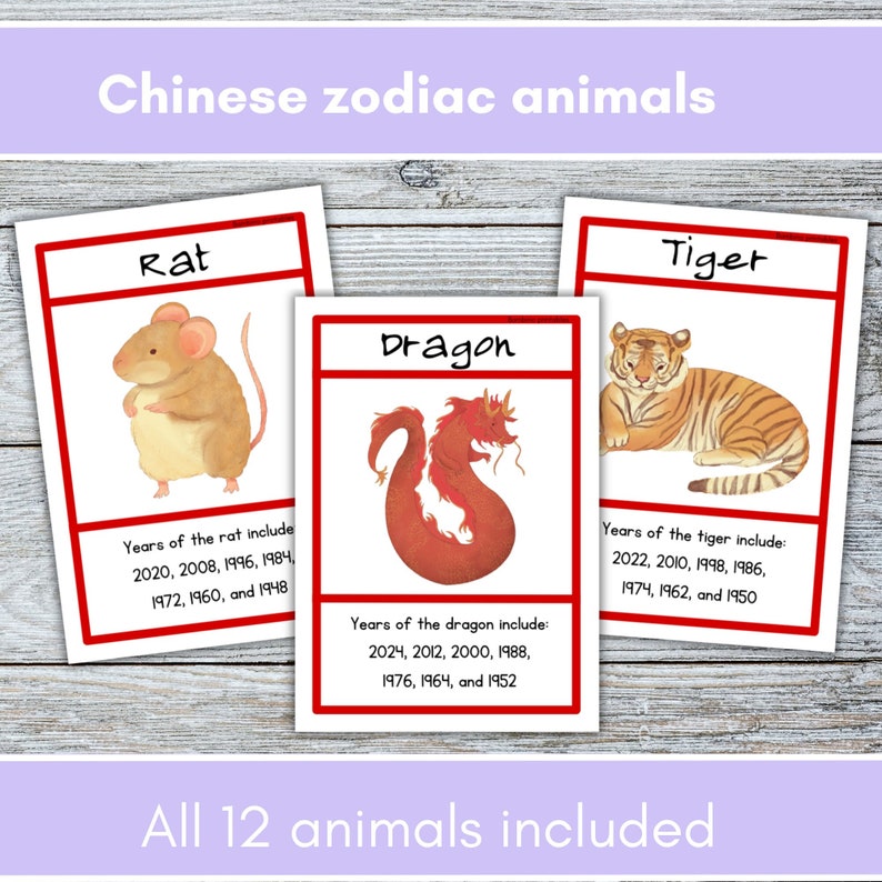 Chinese Zodiac Animal Flashcards, Chinese New Year Activities ...
