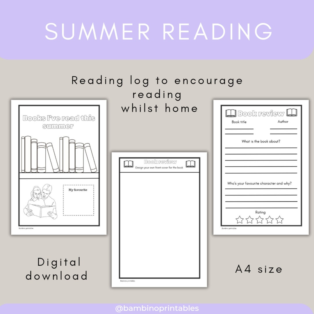 Childrens Summer Reading Journal, Kids Reading Review, Reading Log ...