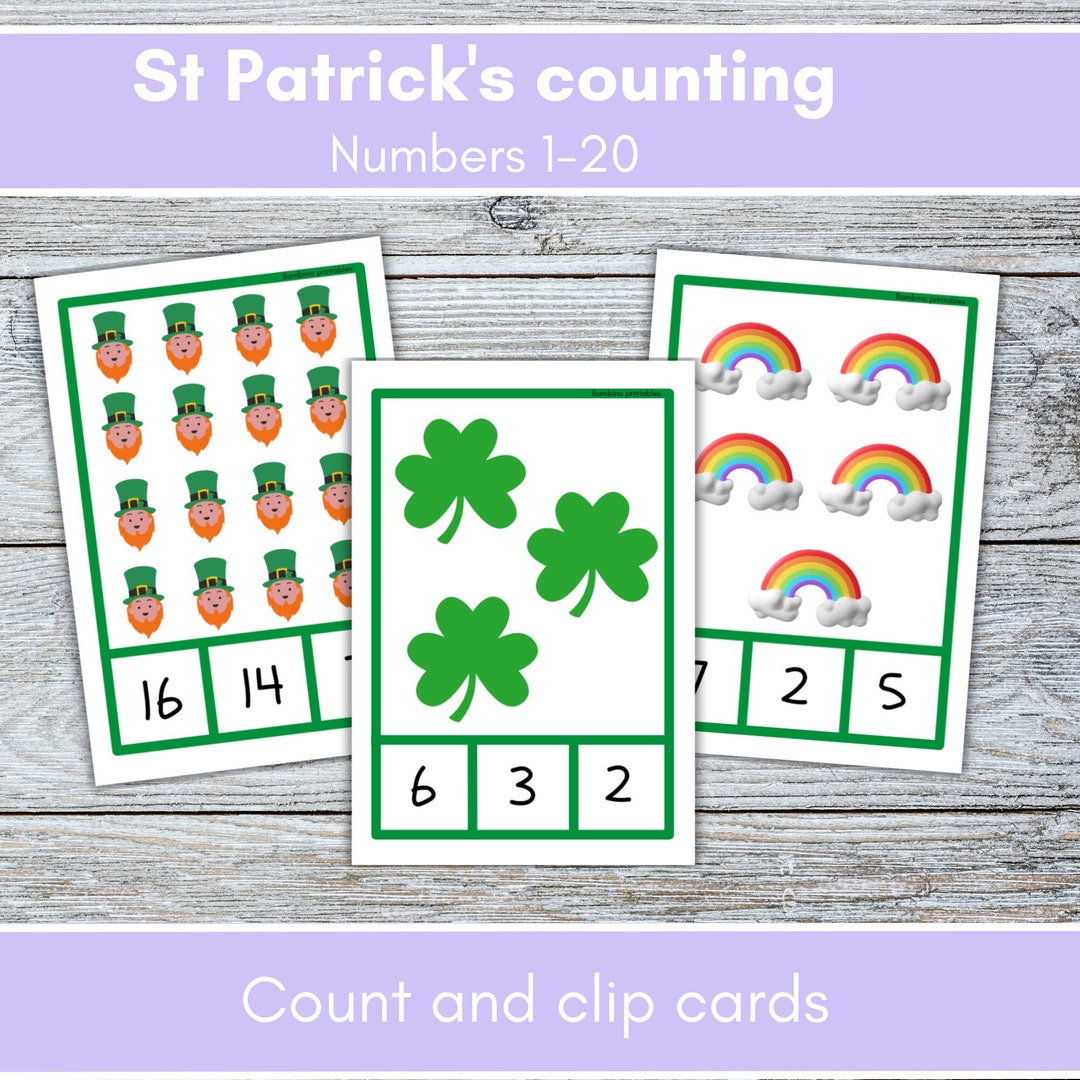 St Patrick's Day Counting Flashcards, St Patrick's Day Printable for ...