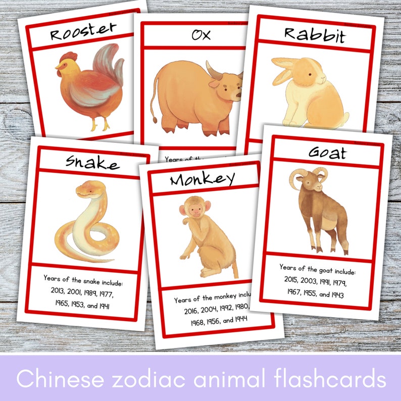Chinese Zodiac Animal Flashcards, Chinese New Year Activities ...