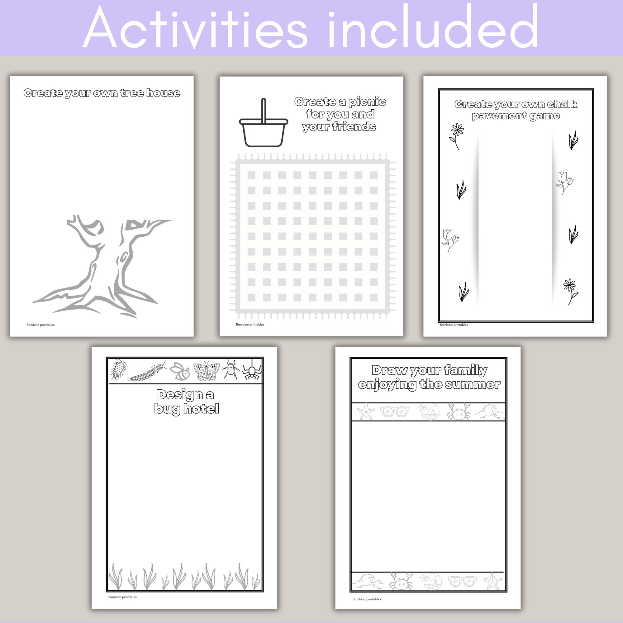 10 Summer Drawing Prompts, Busy Board Parts, Kids Worksheets, Busy ...