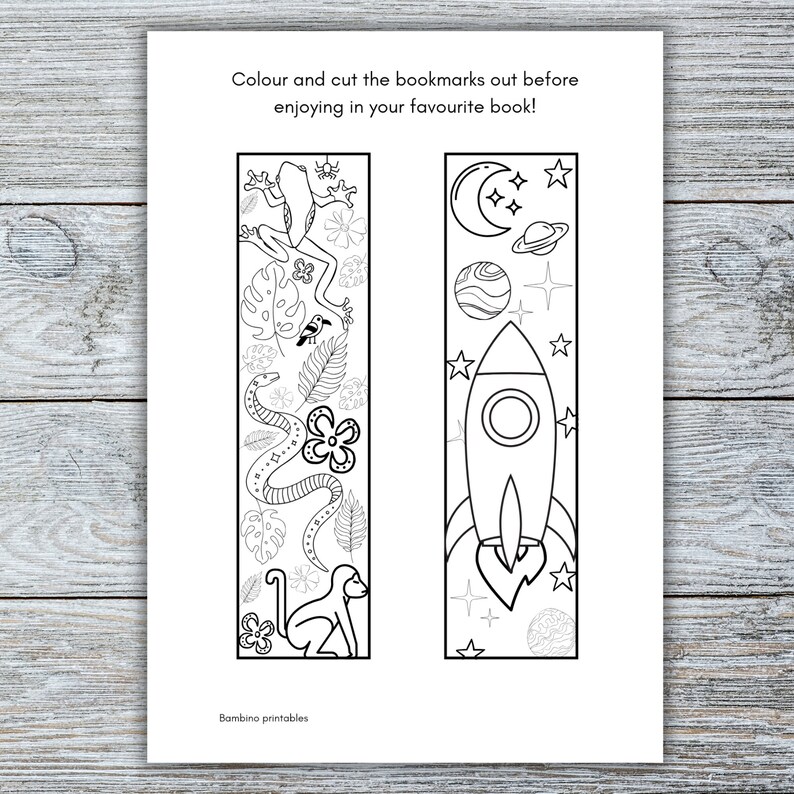 Kids Colouring Bookmark Printables, Bookshelf Bookmark Printable ...
