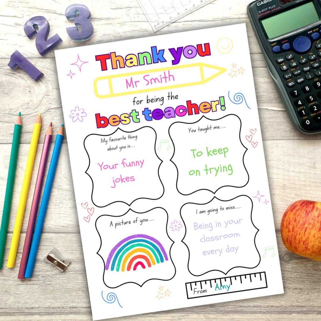 End of Year Teacher Gift Digital Download, Teacher Appreciation Gift ...