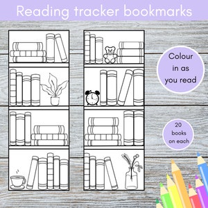 Kids Colouring Bookmark Printables, Bookshelf Bookmark Printable ...