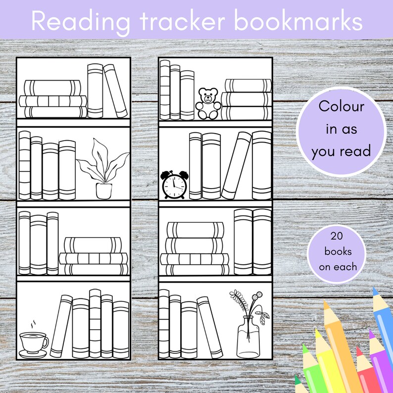 Kids Colouring Bookmark Printables, Bookshelf Bookmark Printable ...