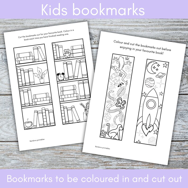 Kids Colouring Bookmark Printables Bookshelf Bookmark - Etsy