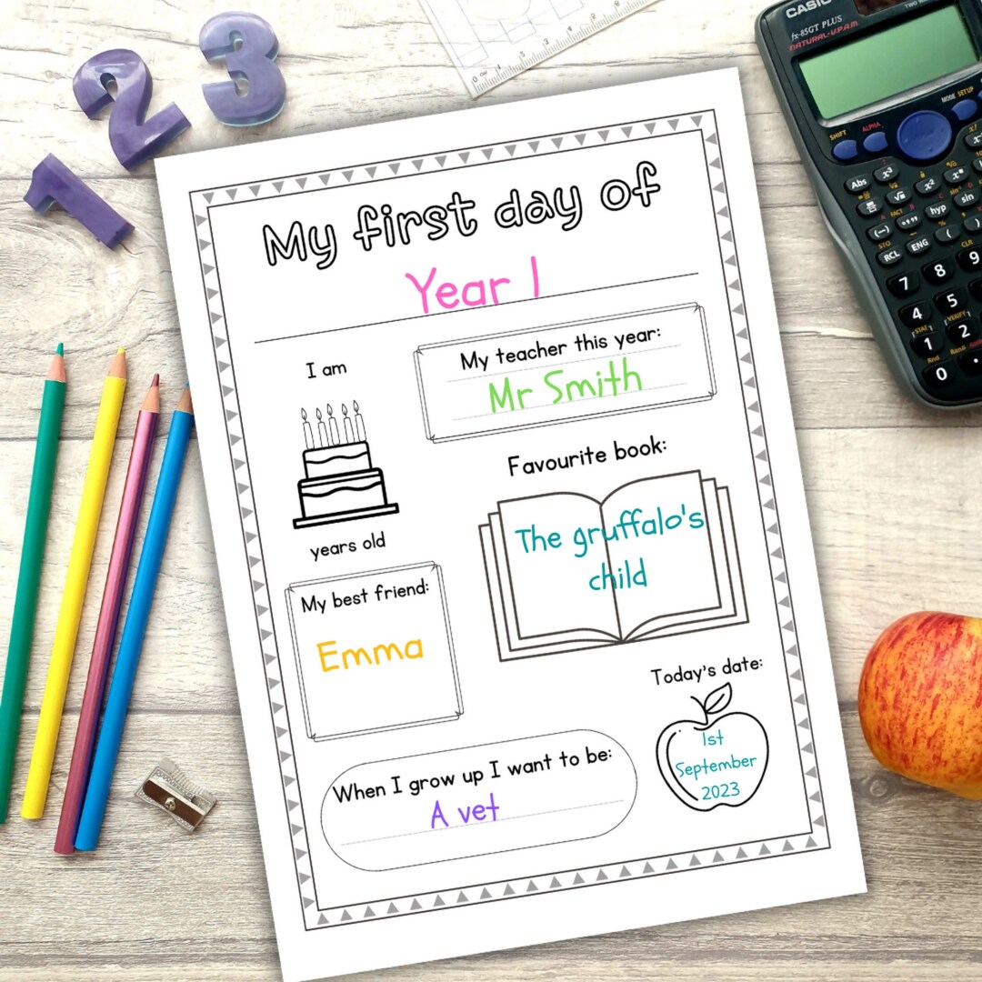 My First Day of School Printable Photo Prop for Children of Any School ...