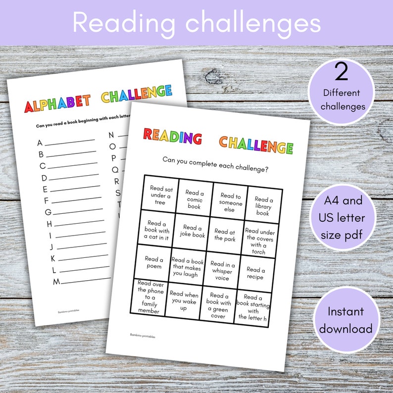 Reading Challenge Printable for Kids, Kids Reading Tracker, Childrens ...