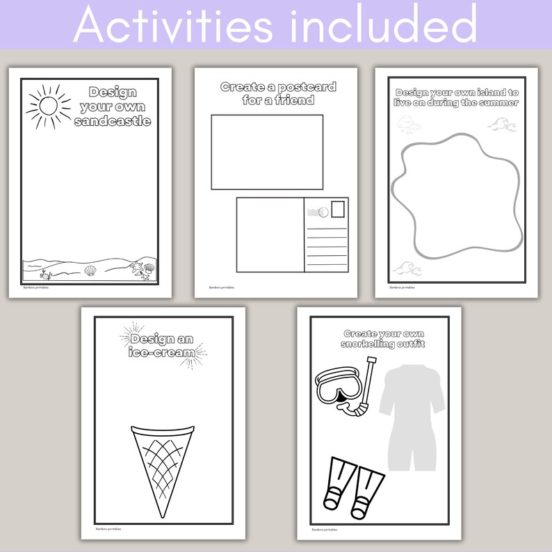 10 Summer Drawing Prompts, Busy Board Parts, Kids Worksheets, Busy ...