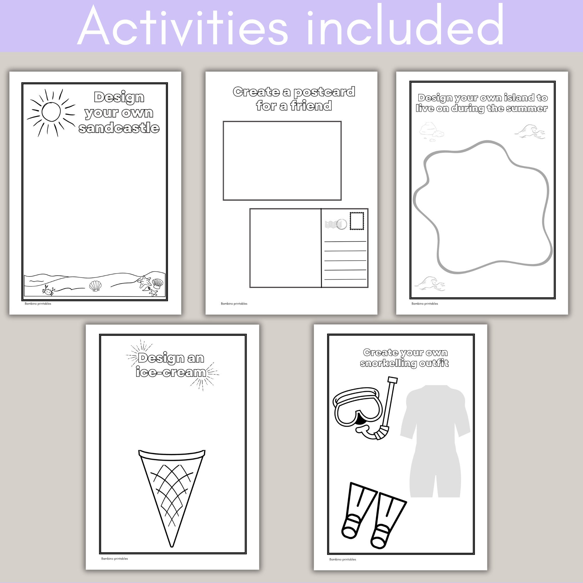 10 Summer Drawing Prompts, Busy Board Parts, Kids Worksheets, Busy ...