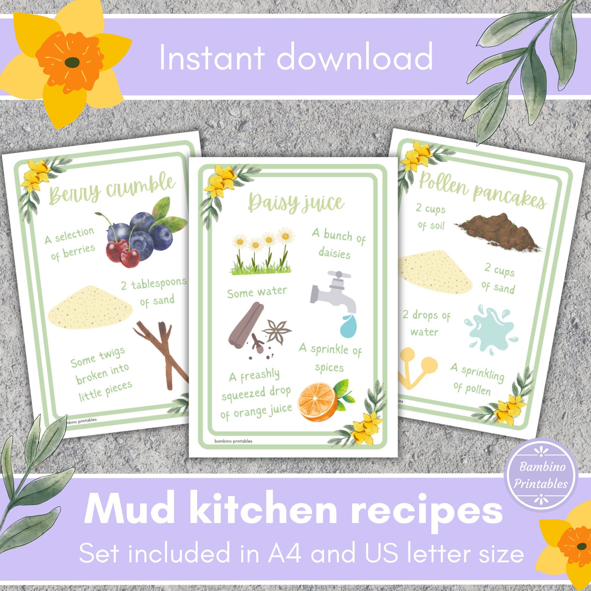 Mud Kitchen Recipe Cards, Printable Flash Cards, Sensory Play ...
