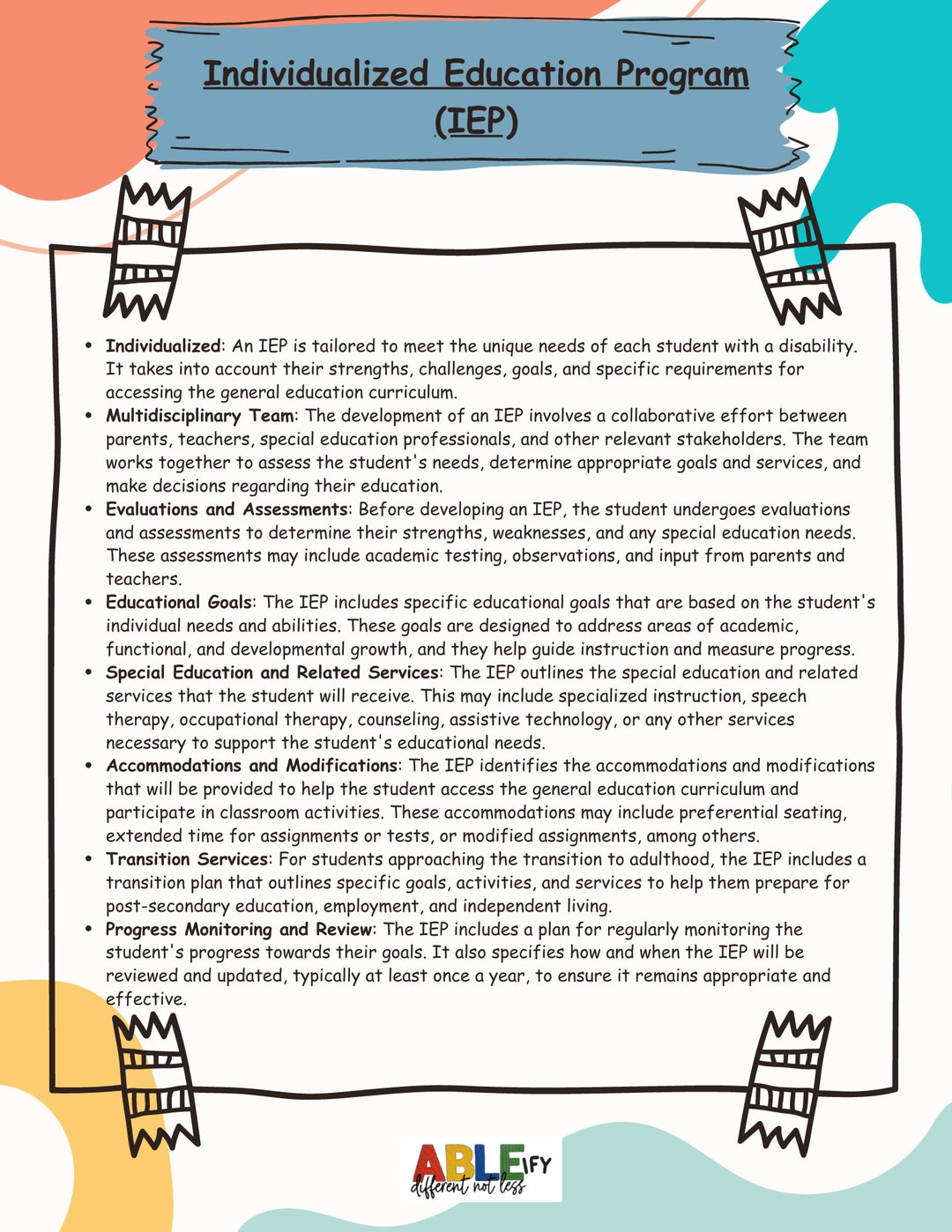 Overview of Individualized Education Program (IEP) - Etsy