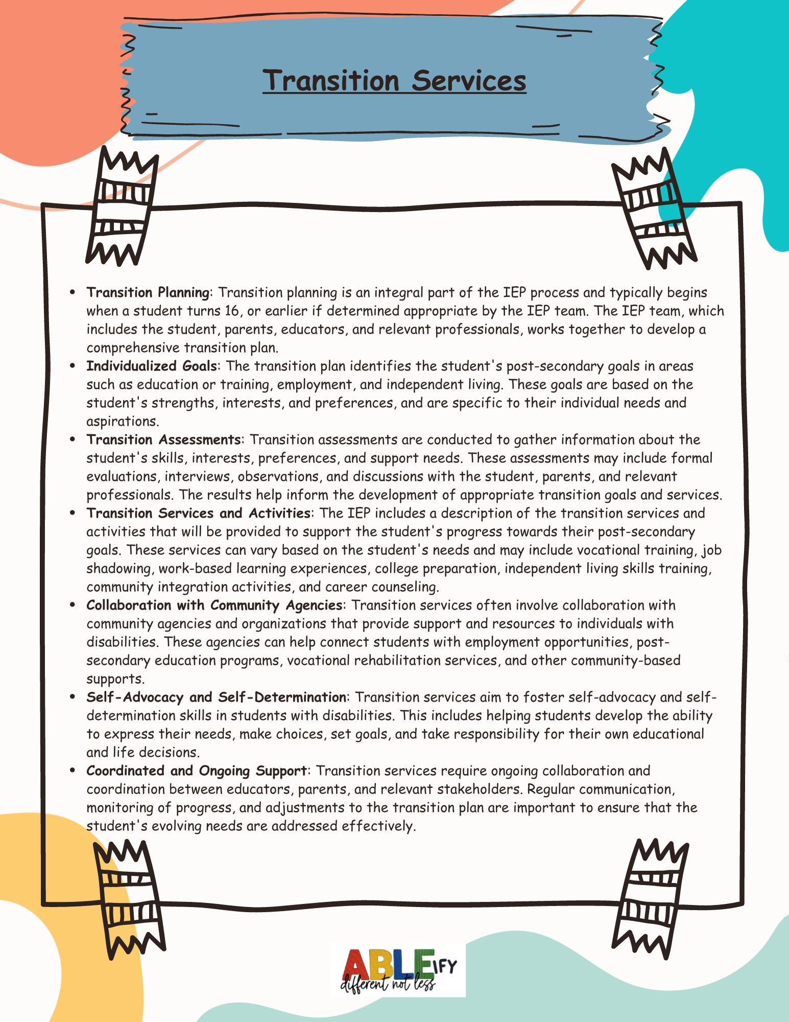 Overview of SPED Transition Services - Etsy