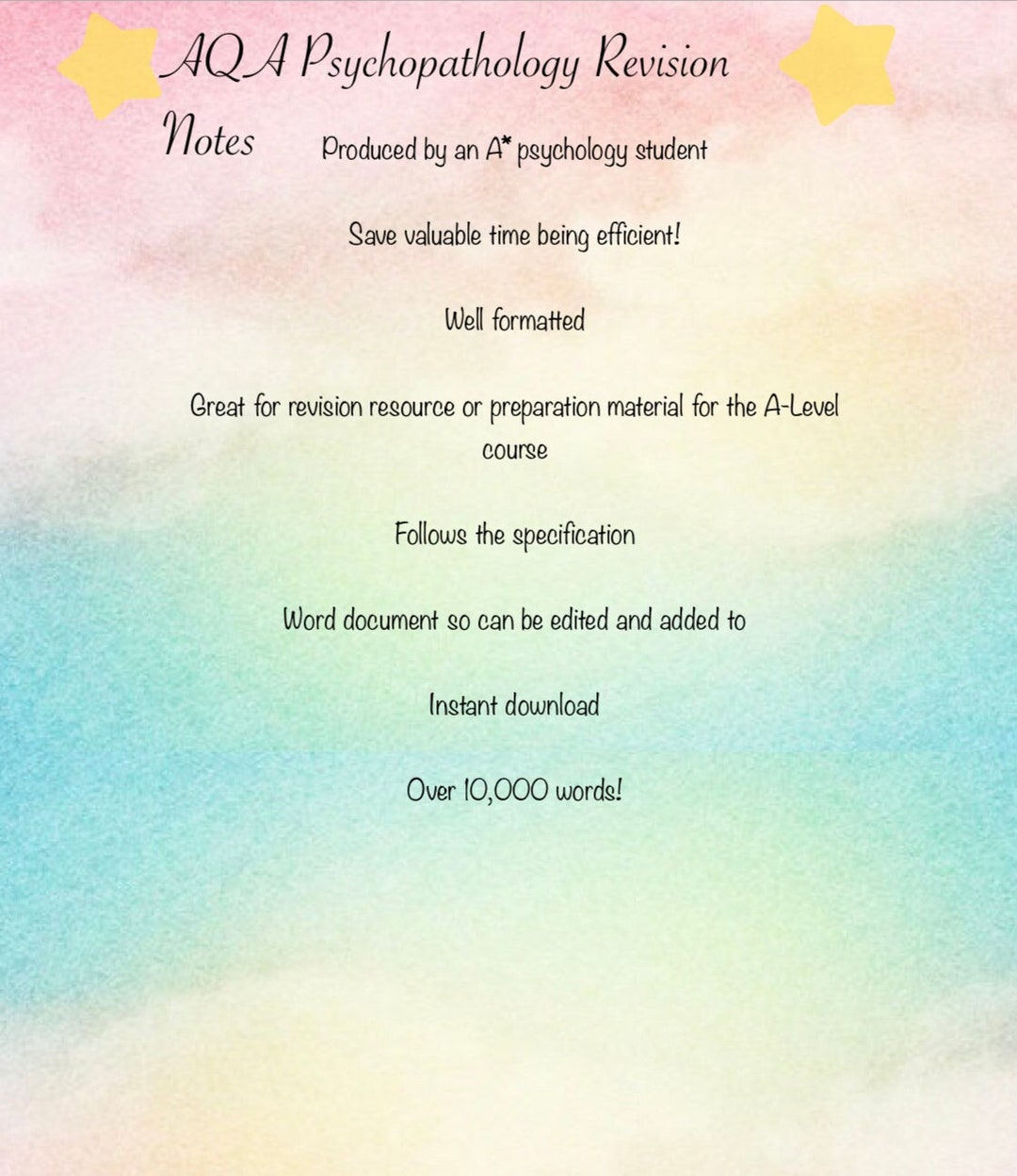 A* AQA A Level Psychology Psychopathology Revision Notes - Etsy