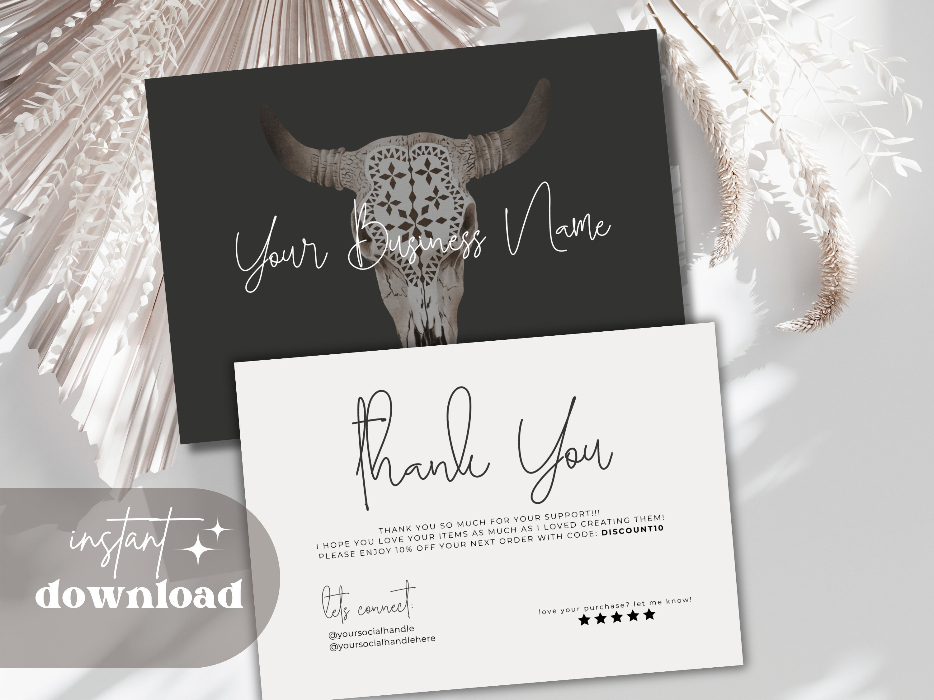 Longhorn Thank You Card Template Western Thank You Card Template Small ...