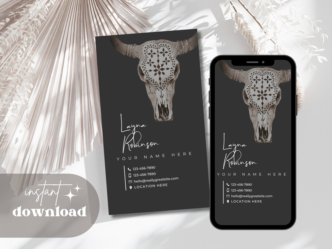 Longhorn Business Card Template | Western Business Card Template ...
