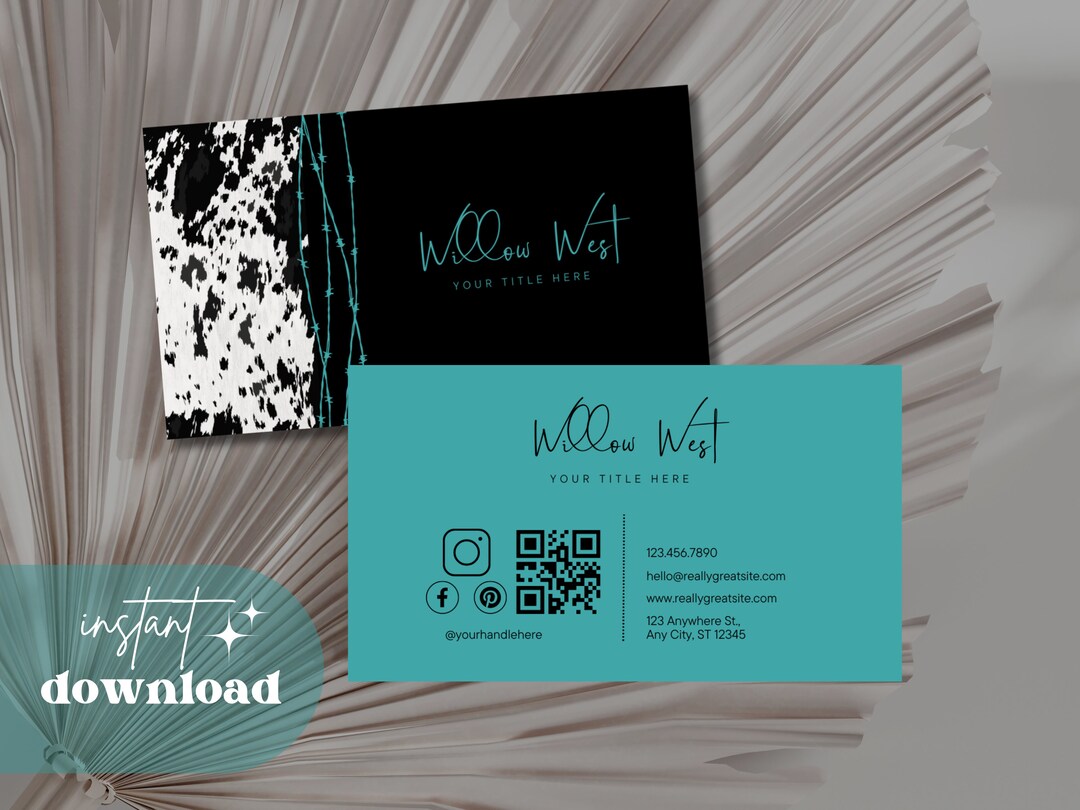 Cow Print Business Card Template | Western Business Card Template ...
