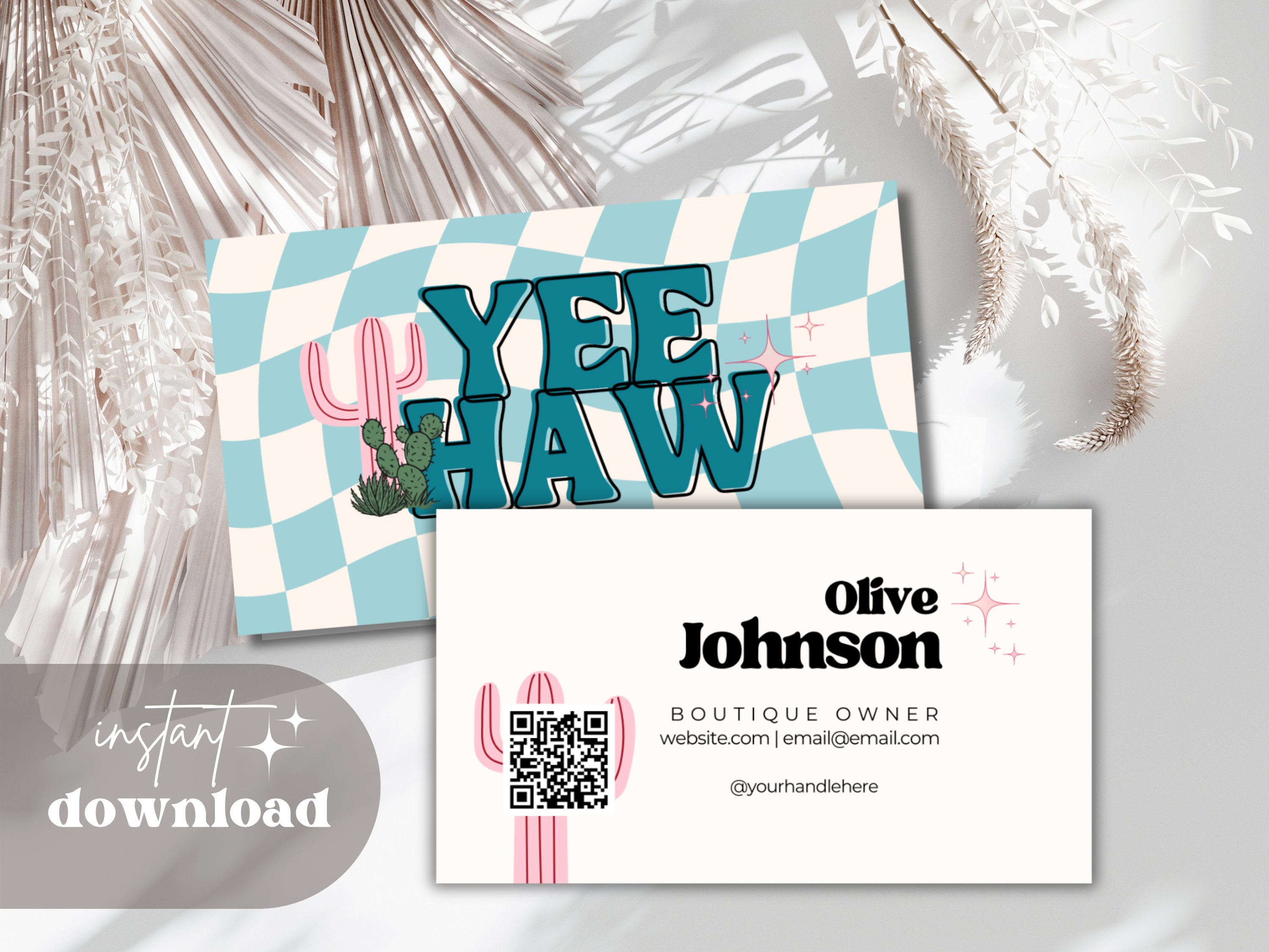 Retro Western Business Card Template | Business Template | Instant ...