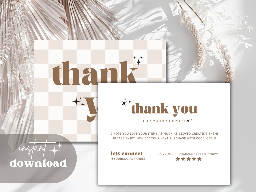 Retro Thank You Card Template | Instant Download - Etsy