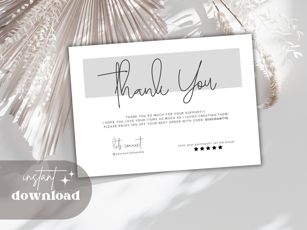 Minimal Thank You Card Template Small Business Template Canva Template ...