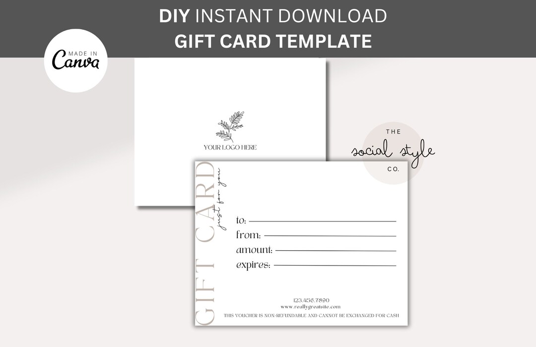 Minimal Gift Card Template Gift Certificate Template Printable Gift ...