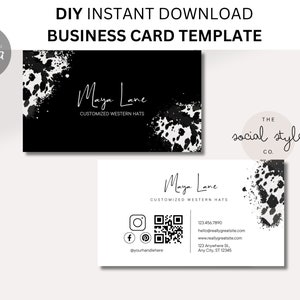Cow Print Business Card Template Western Business Card - Etsy