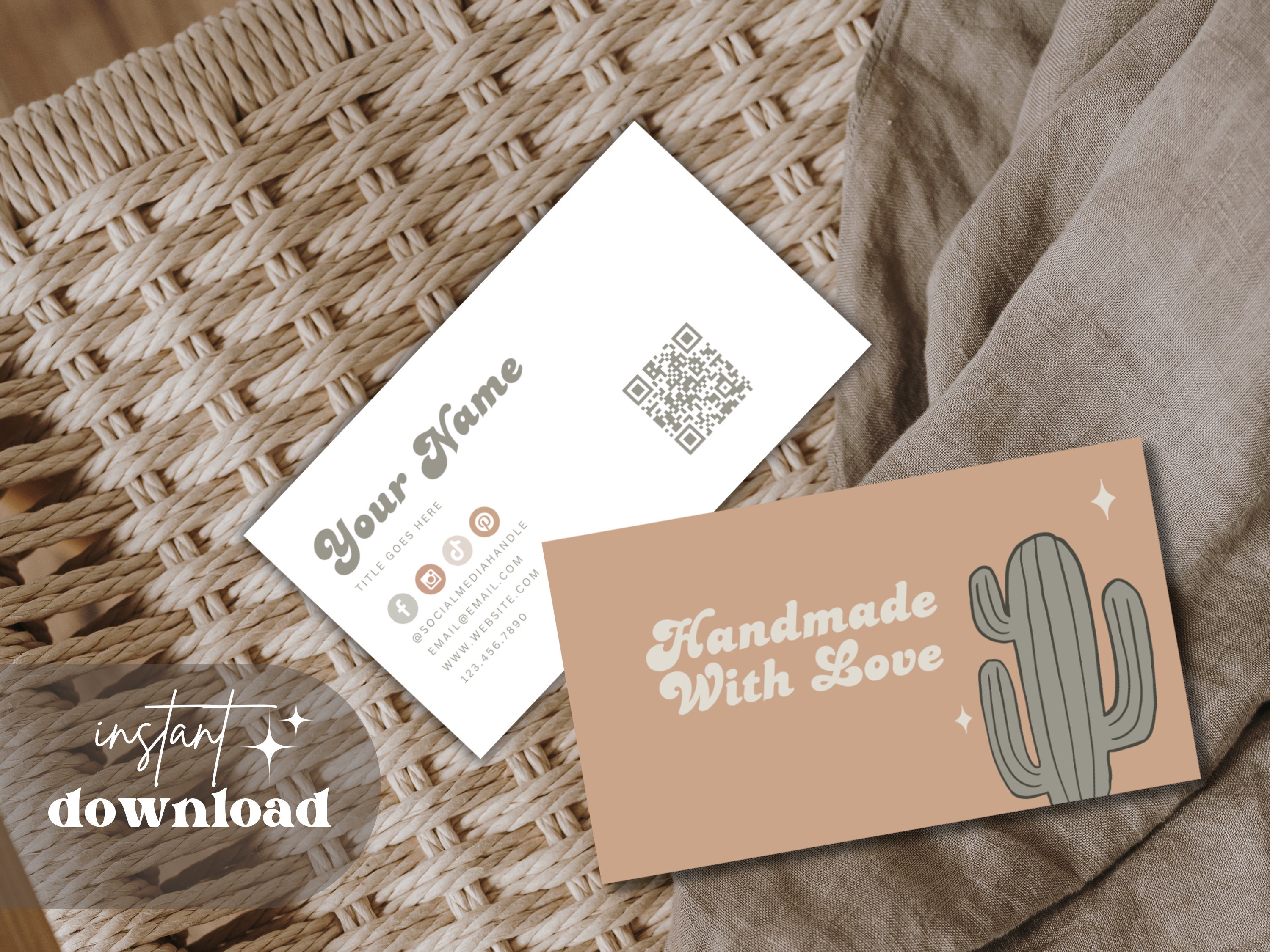 Western Cactus Business Card Template Desert Rustic Business Card ...