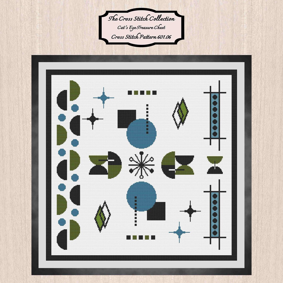 Retro Cross Stitch Pattern 601.06. Mid-century Cross Stitch, Modern Art ...