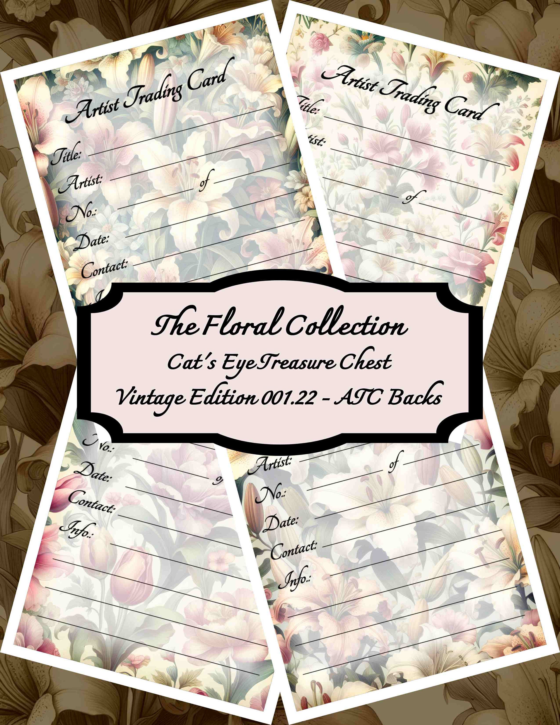 Floral Artist Trading Card Backs, Springtime Artist Trading Card Backs ...