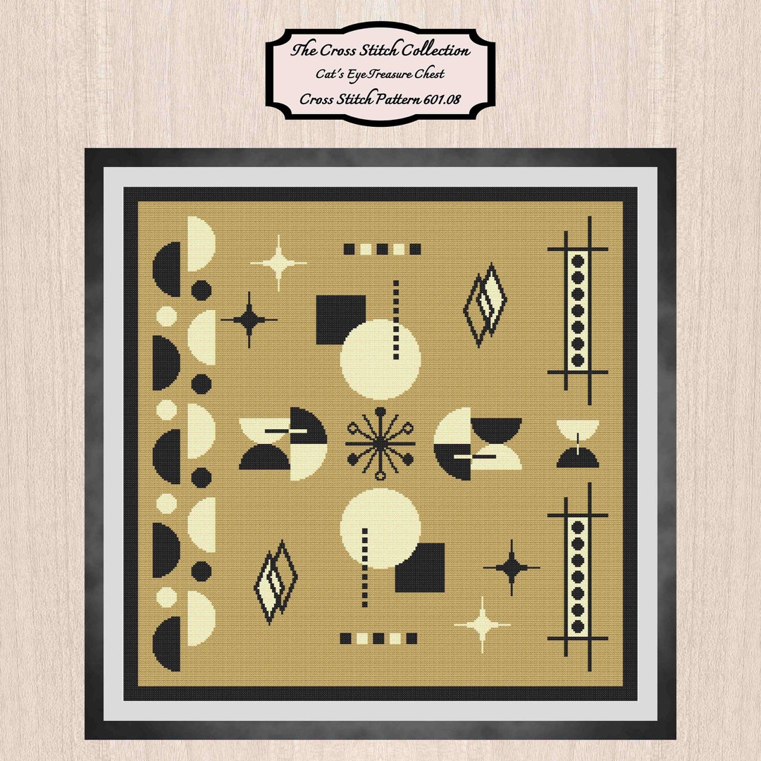 Retro Cross Stitch Pattern, Mid-century Cross Stitch, Modern Art Cross ...
