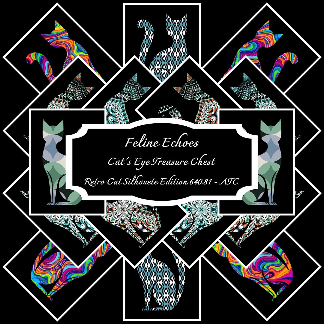 Feline Echoes Retro Cat Silhouette Artist Trading Cards, ATC, Atomic ...