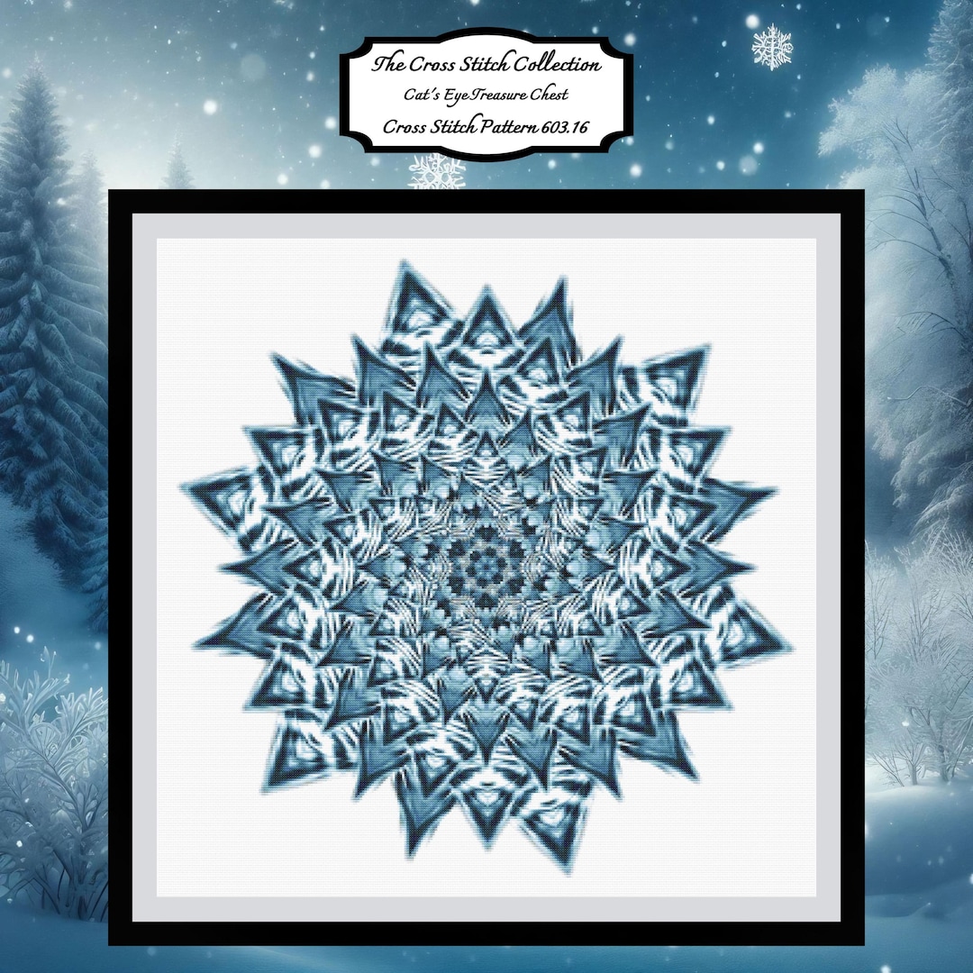 Spiral Ice Crystal Cross Stitch Pattern, Snowflake Cross Stitch, Winter ...